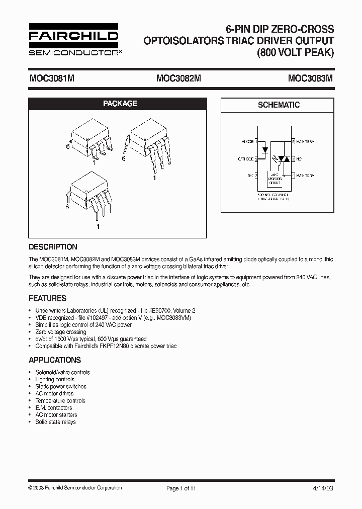 MOC3083M_145587.PDF Datasheet Download --- IC-ON-LINE