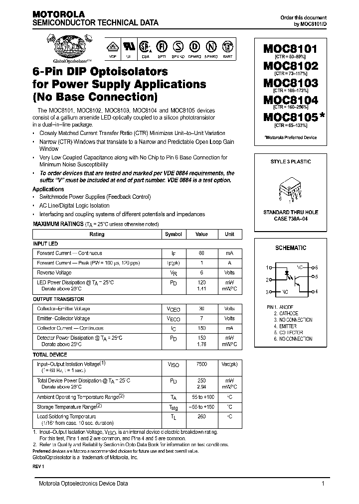 MOC8101_100450.PDF Datasheet Download --- IC-ON-LINE