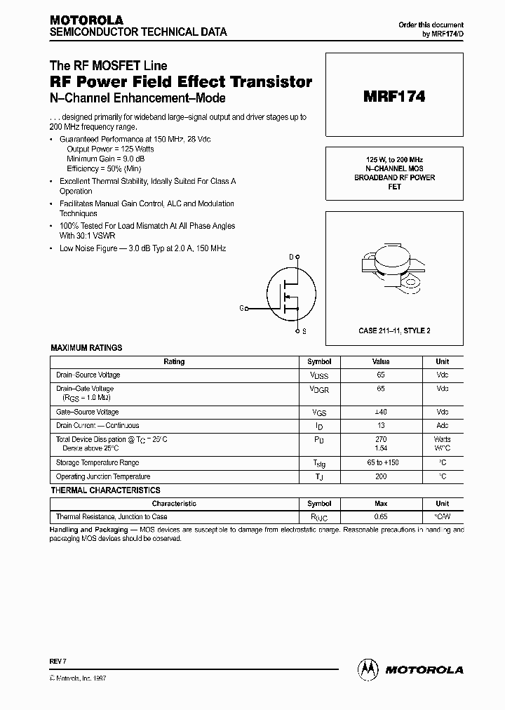 MRF174_41834.PDF Datasheet Download --- IC-ON-LINE