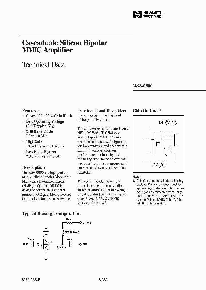 MSA-0600_32798.PDF Datasheet Download --- IC-ON-LINE