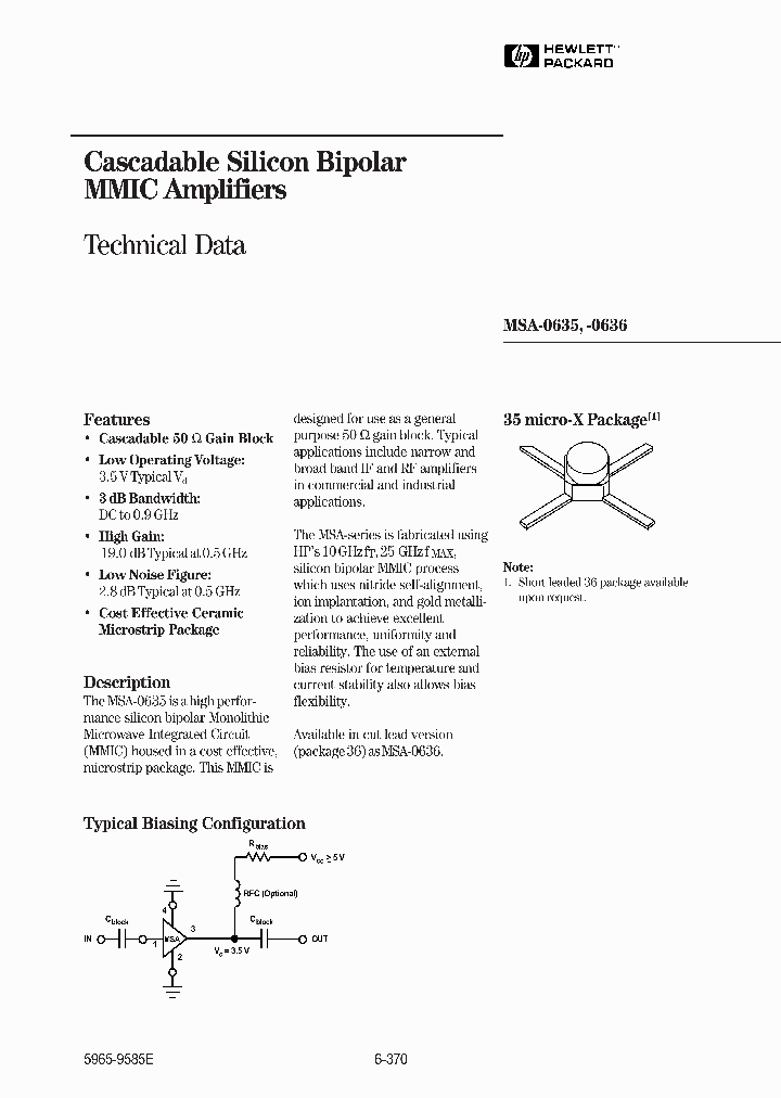 MSA-0635_32803.PDF Datasheet Download --- IC-ON-LINE