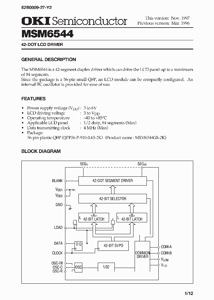 MSM6544_4352.PDF Datasheet Download --- IC-ON-LINE