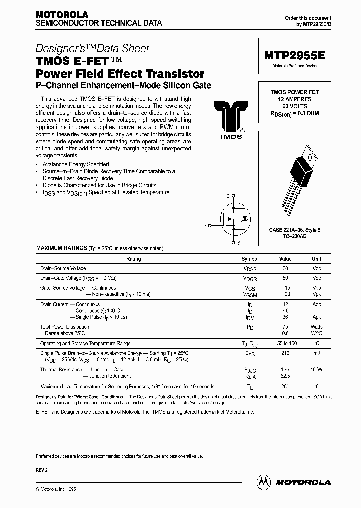 MTP2955E_188234.PDF Datasheet Download --- IC-ON-LINE