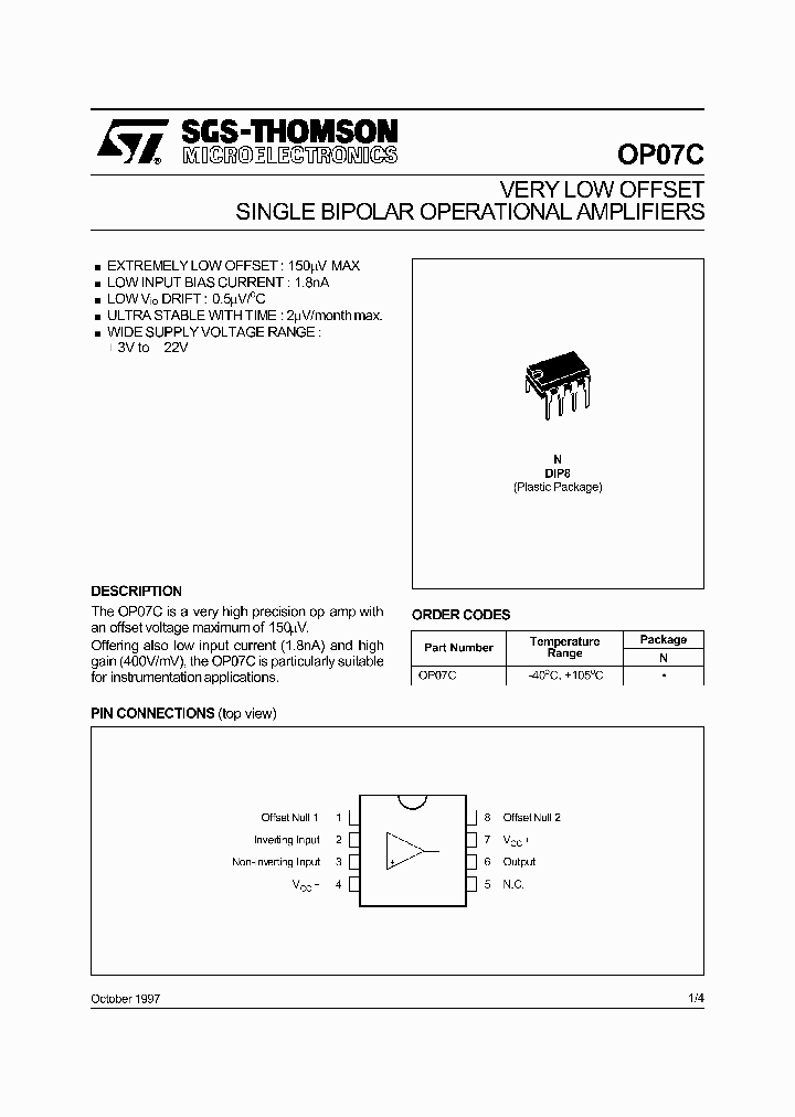 OP07C_78075.PDF Datasheet Download --- IC-ON-LINE