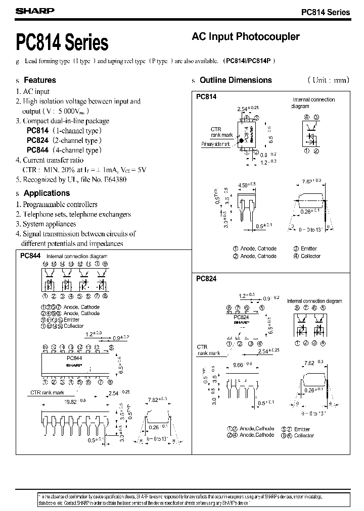 PC814_102766.PDF Datasheet Download --- IC-ON-LINE