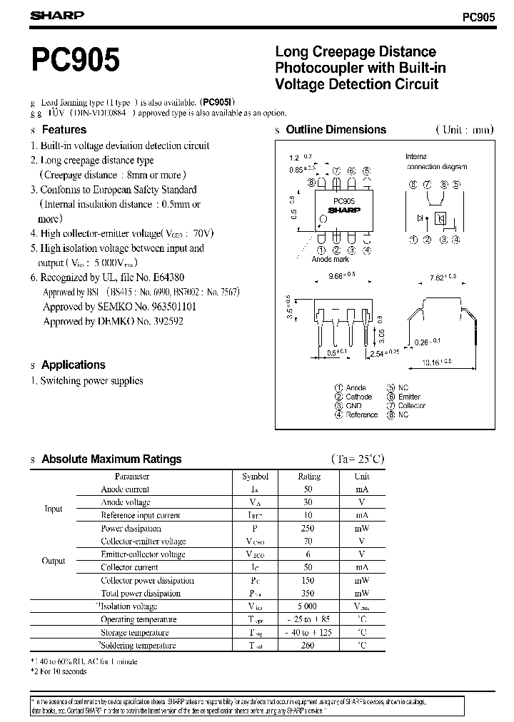 PC905_178350.PDF Datasheet Download --- IC-ON-LINE