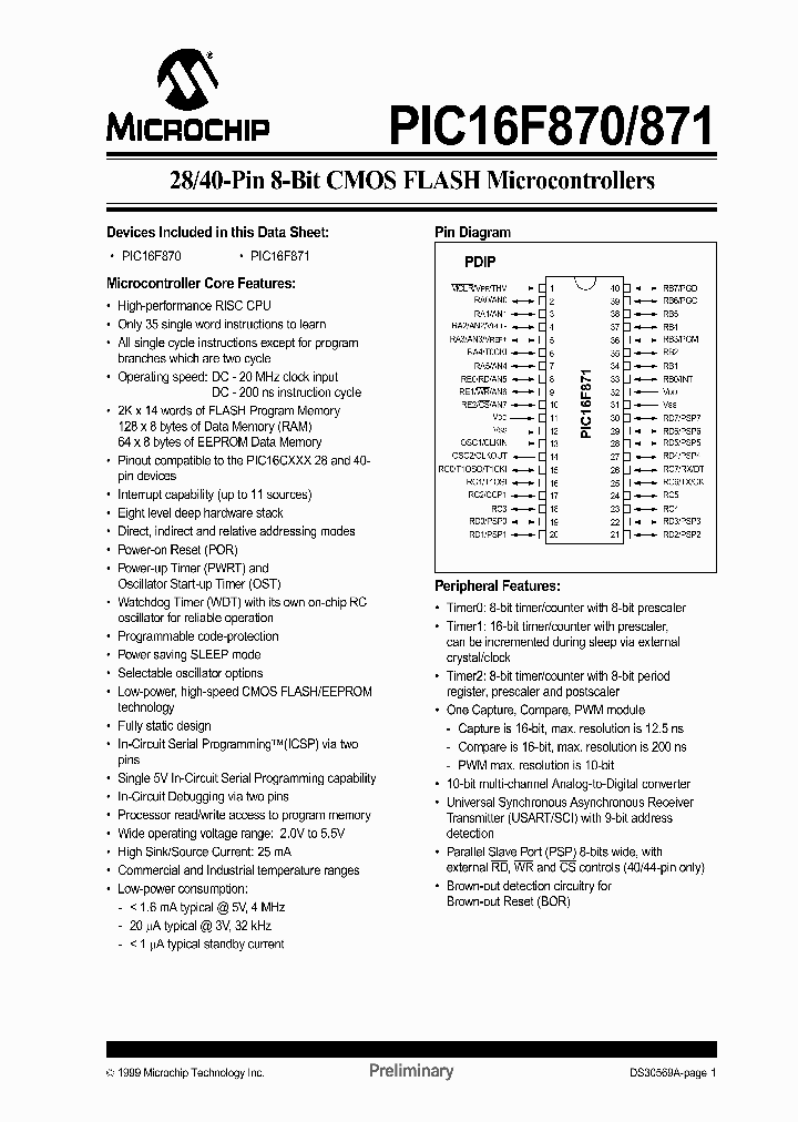 PIC16F870_192421.PDF Datasheet Download --- IC-ON-LINE