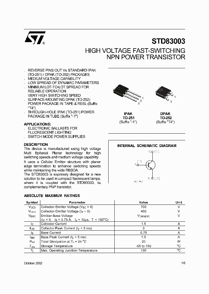STD83003_70131.PDF Datasheet Download --- IC-ON-LINE