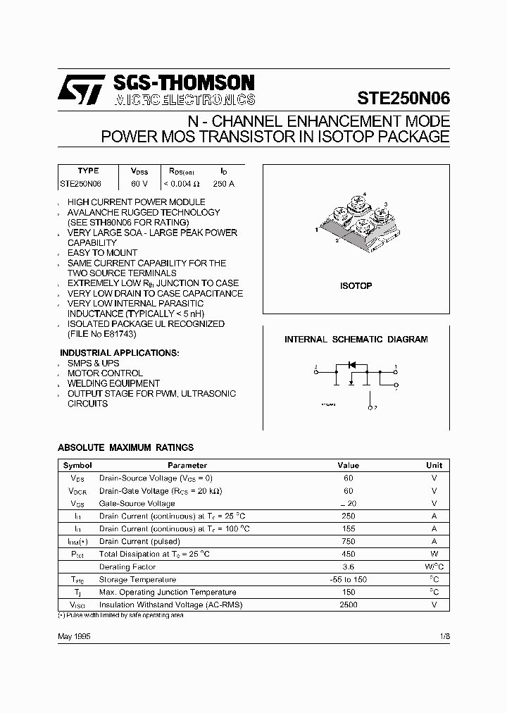 STE250N06_77033.PDF Datasheet Download --- IC-ON-LINE