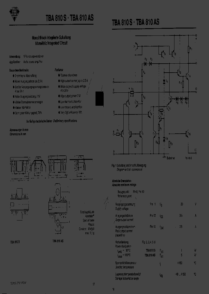 TBA810AS_71712.PDF Datasheet Download --- IC-ON-LINE