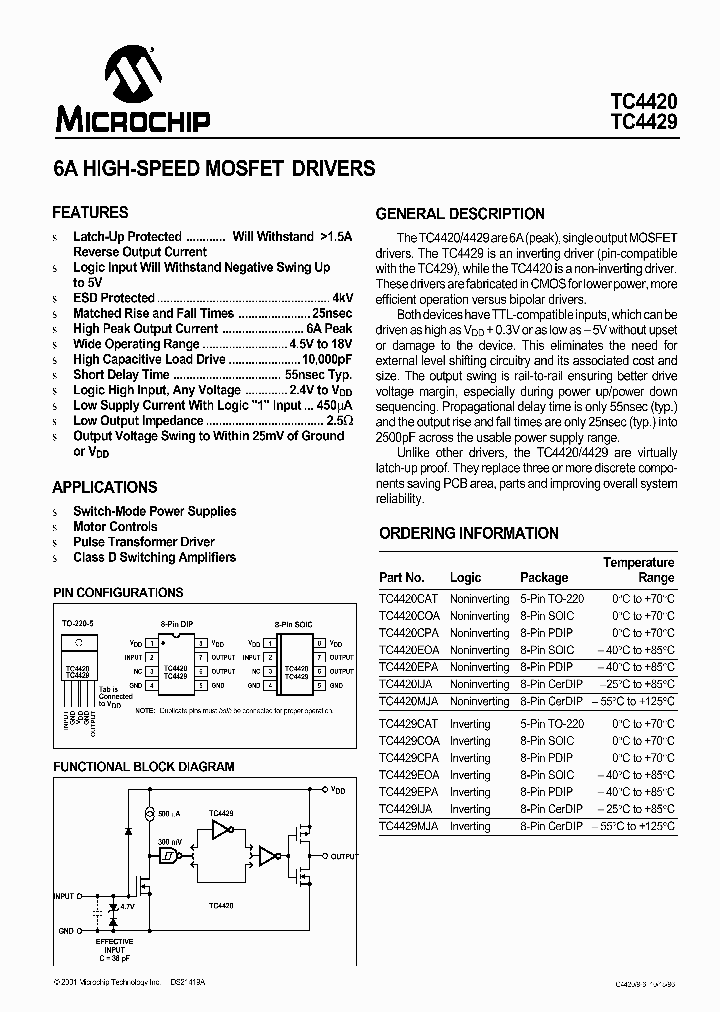 TC4420CAT_163321.PDF Datasheet Download --- IC-ON-LINE