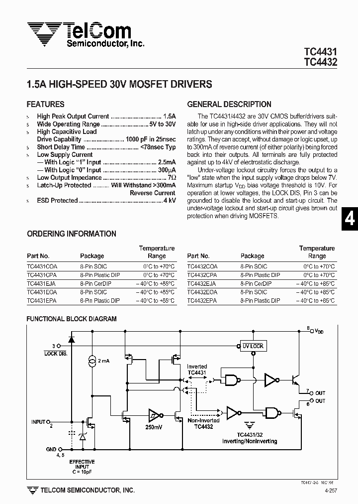 TC4431_128981.PDF Datasheet Download --- IC-ON-LINE