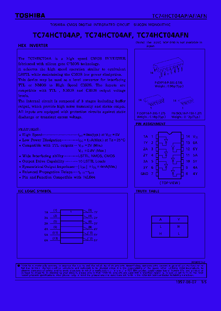 TC74HCT04_99561.PDF Datasheet Download --- IC-ON-LINE