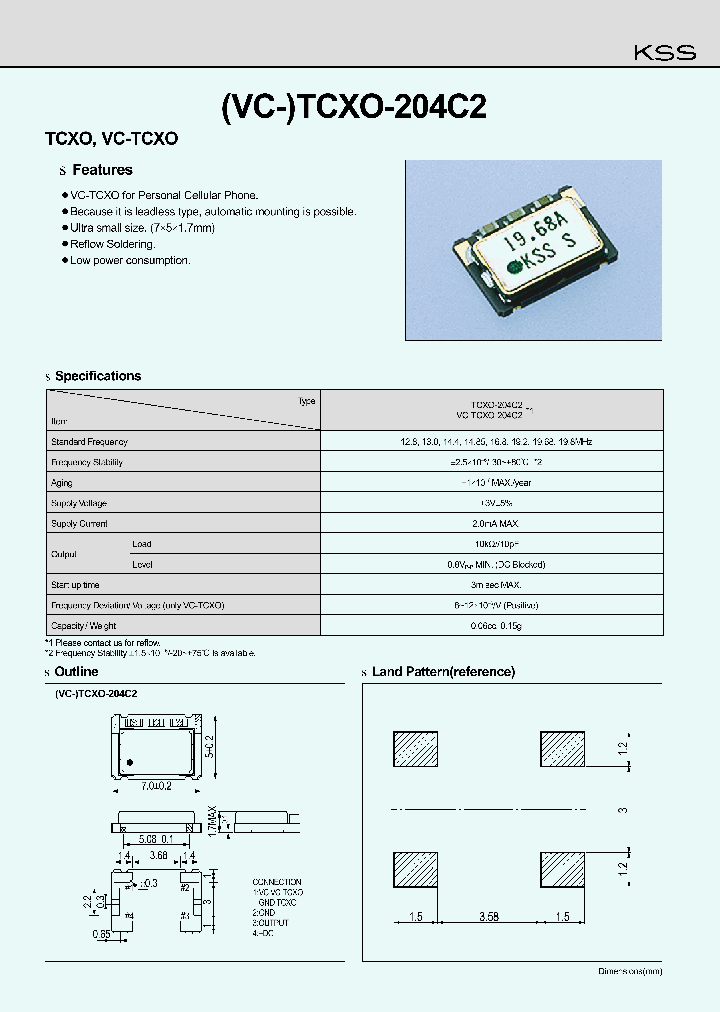 TCXO-204C2_195974.PDF Datasheet Download --- IC-ON-LINE