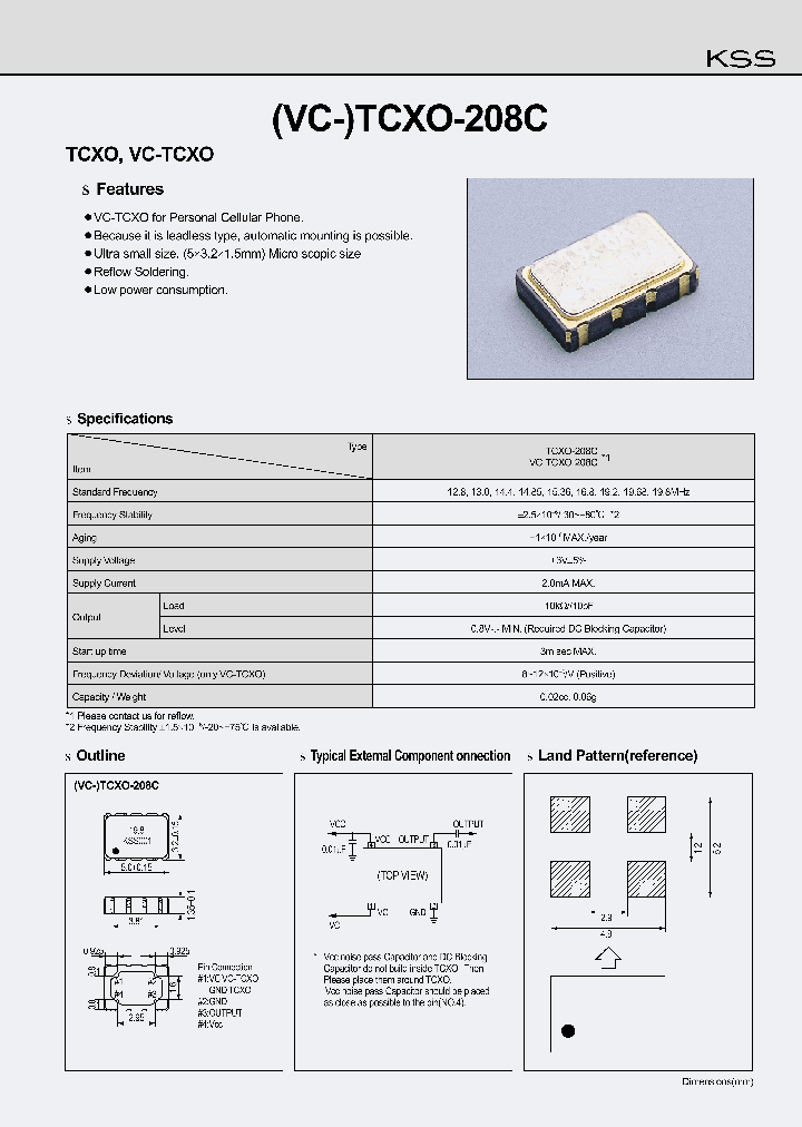 TCXO-208C_195976.PDF Datasheet Download --- IC-ON-LINE