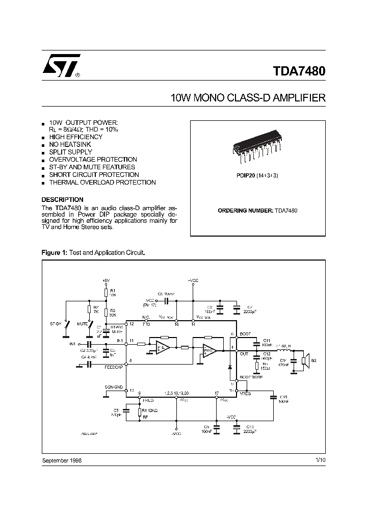 TDA7480_157712.PDF Datasheet Download --- IC-ON-LINE