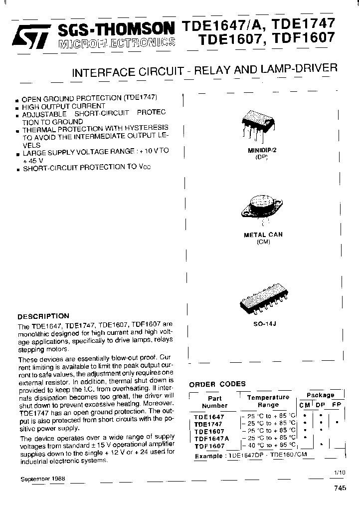 TDE1607CM_69478.PDF Datasheet Download --- IC-ON-LINE