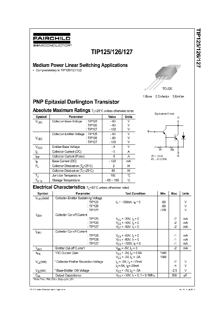 TIP127_104967.PDF Datasheet Download --- IC-ON-LINE