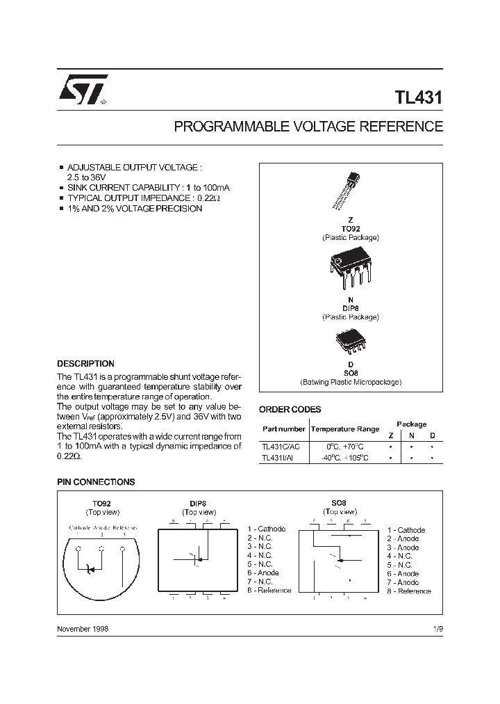 TL431CN_37184.PDF Datasheet Download --- IC-ON-LINE