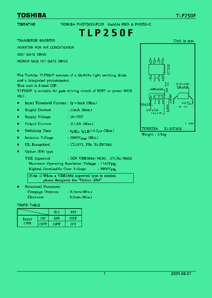 TLP250F_4078.PDF Datasheet Download --- IC-ON-LINE