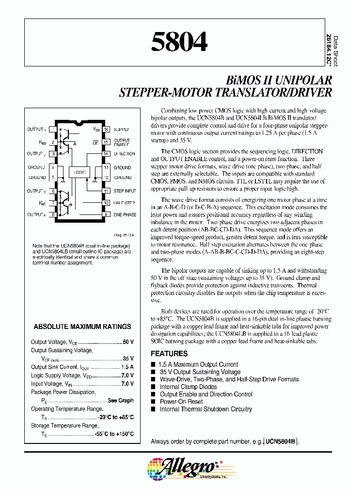 UCN5804_60145.PDF Datasheet Download --- IC-ON-LINE