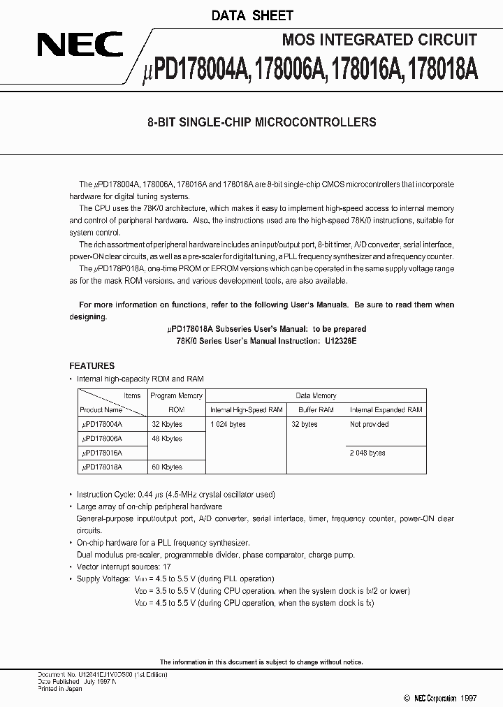 UPD178004A_79414.PDF Datasheet Download --- IC-ON-LINE