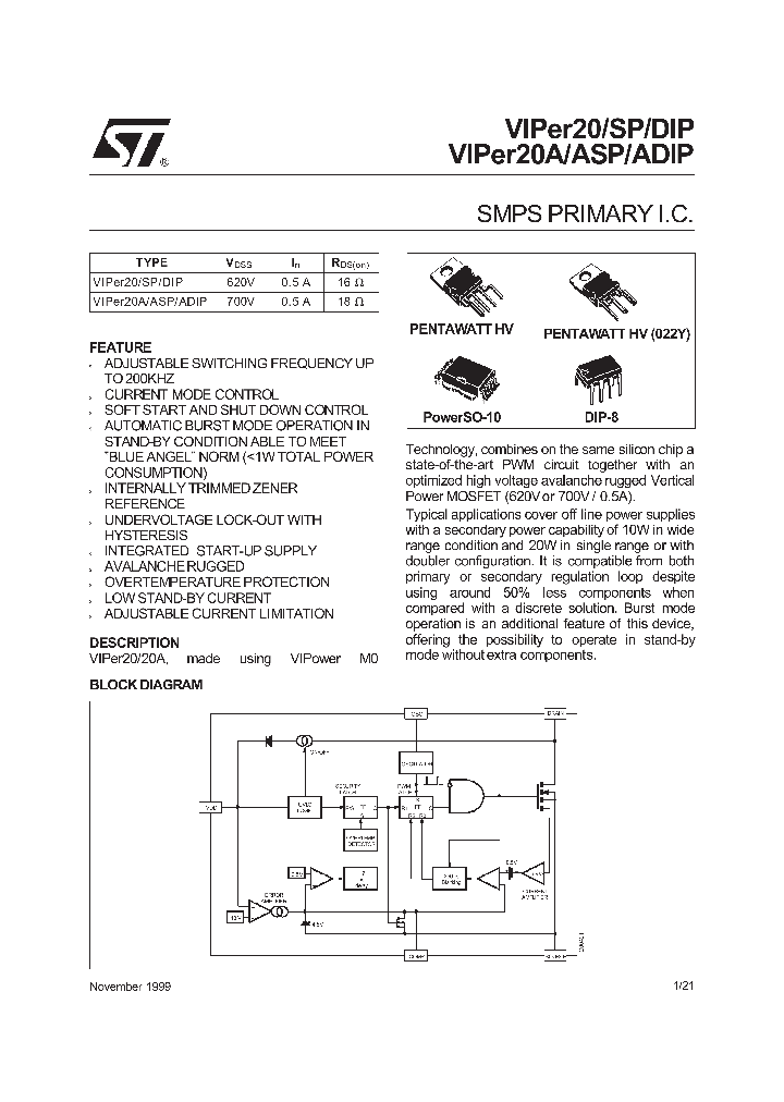 VIPER20_54528.PDF Datasheet Download --- IC-ON-LINE