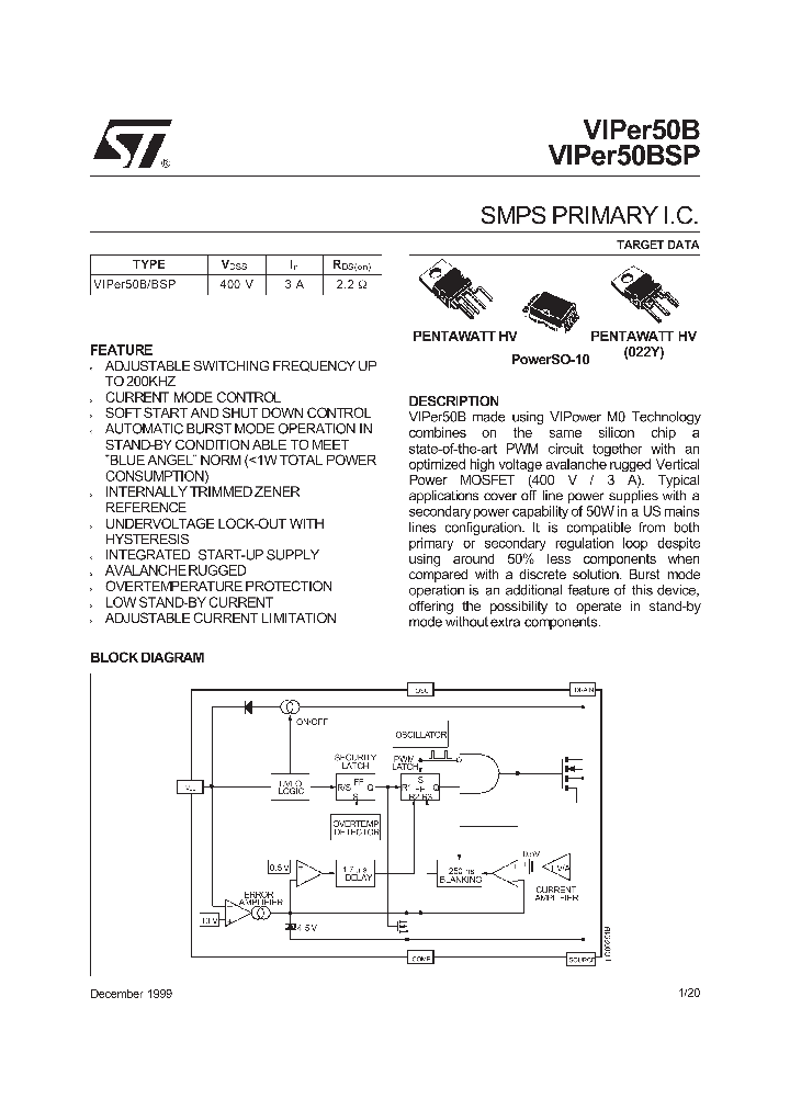 VIPER50B_54543.PDF Datasheet Download --- IC-ON-LINE