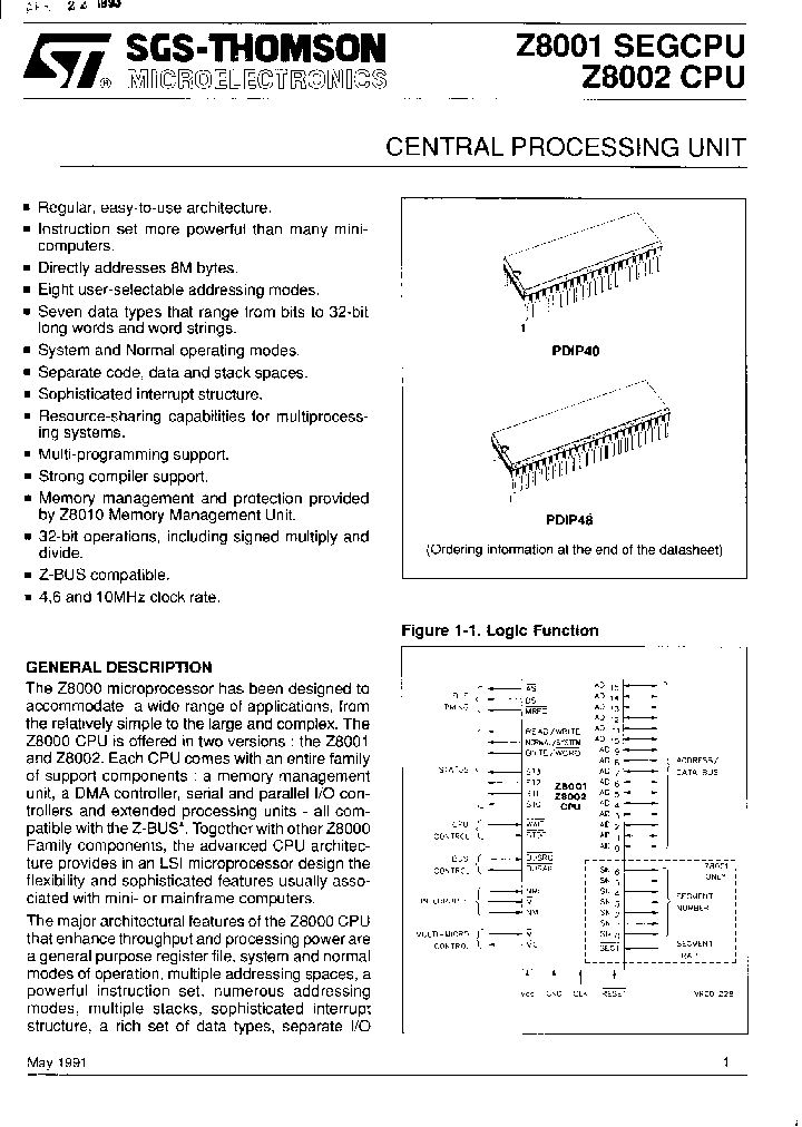 Z8001B1V_32738.PDF Datasheet Download --- IC-ON-LINE