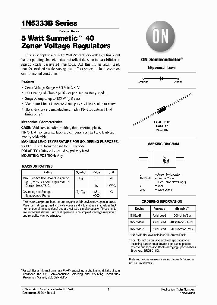 1N5333B_285257.PDF Datasheet Download --- IC-ON-LINE