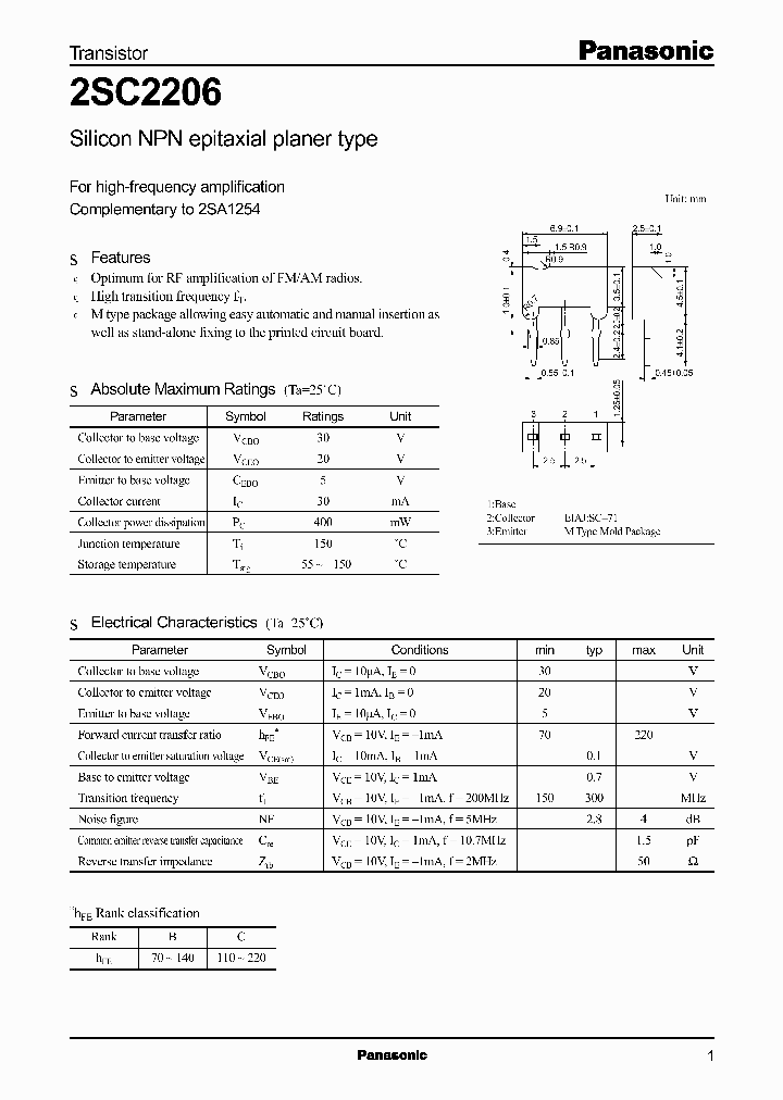 2SC2206_296773.PDF Datasheet Download --- IC-ON-LINE