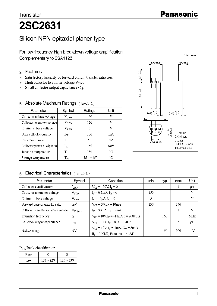 2SC2631_300907.PDF Datasheet Download --- IC-ON-LINE