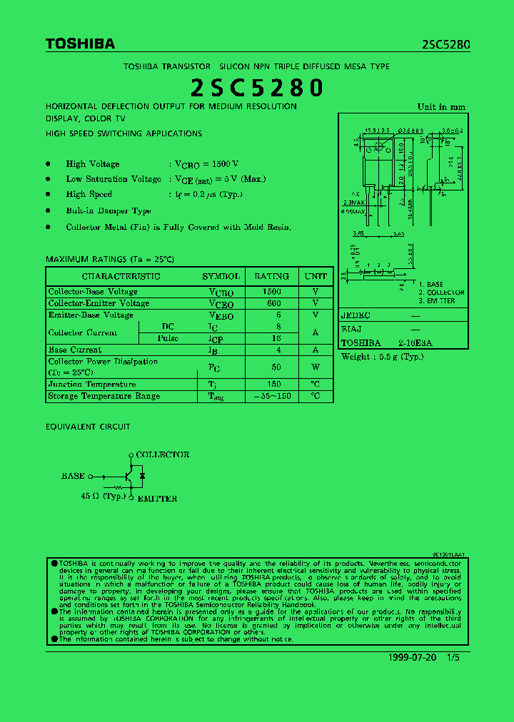 2SC5280_263704.PDF Datasheet Download --- IC-ON-LINE