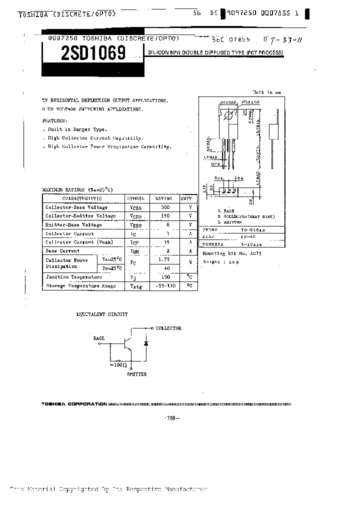 2SD1069_302968.PDF Datasheet Download --- IC-ON-LINE