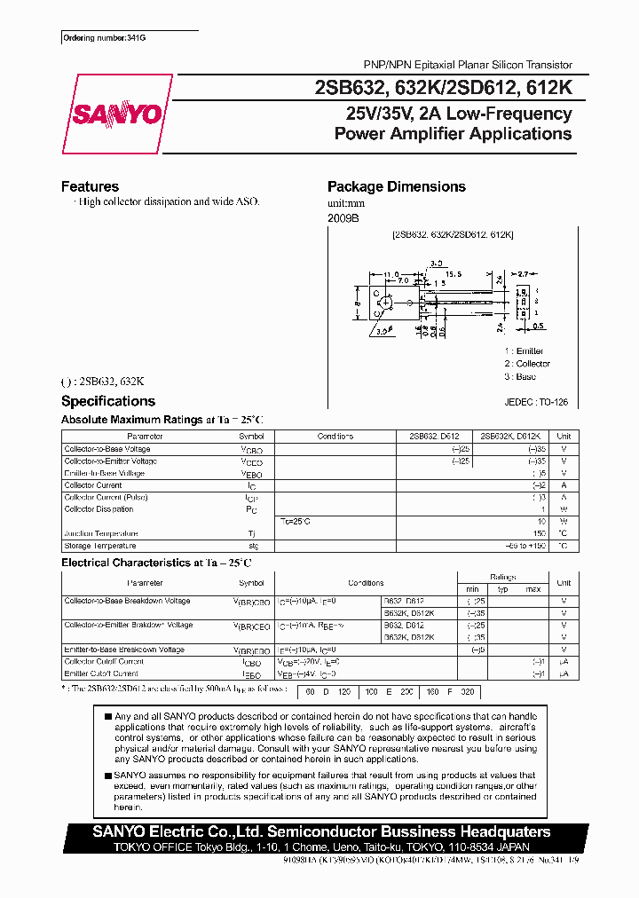 2SD612K_285423.PDF Datasheet Download --- IC-ON-LINE