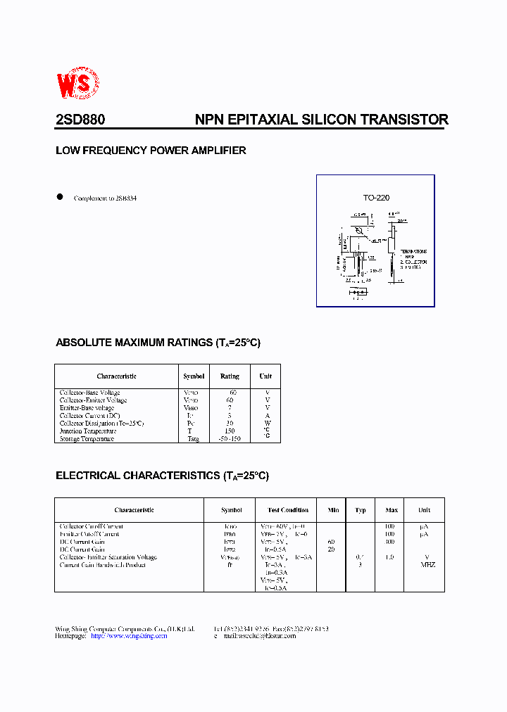 2SD880_300697.PDF Datasheet Download --- IC-ON-LINE