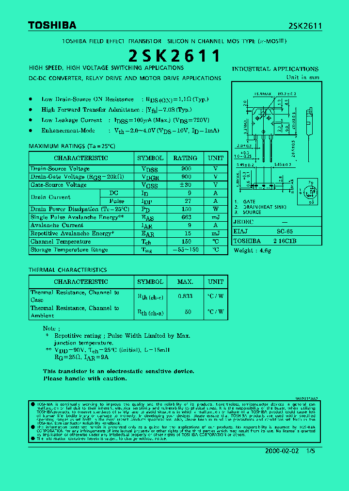 2SK2611_282780.PDF Datasheet Download --- IC-ON-LINE