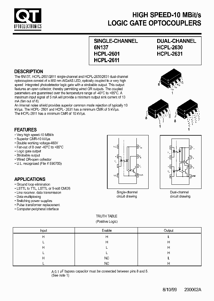 6N137_262825.PDF Datasheet Download --- IC-ON-LINE
