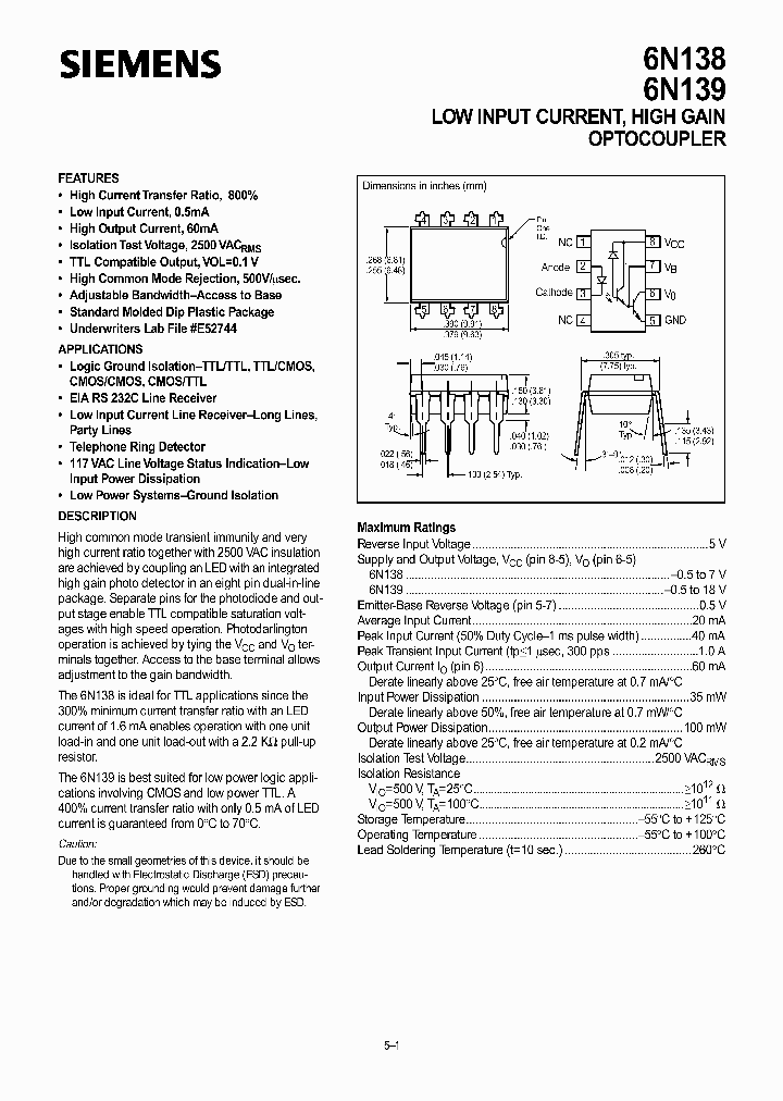 6N139_258591.PDF Datasheet Download --- IC-ON-LINE