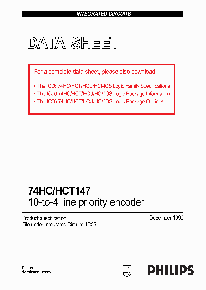 74HC147N_251828.PDF Datasheet Download --- IC-ON-LINE