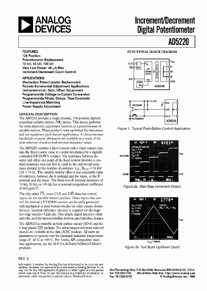 AD5220_9105.PDF Datasheet Download --- IC-ON-LINE
