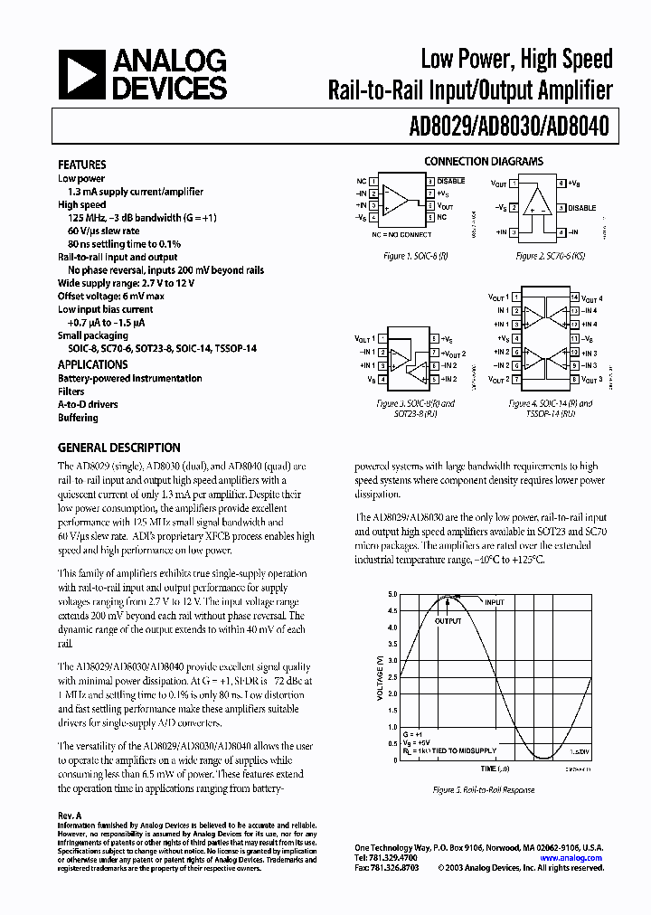 AD8040_191802.PDF Datasheet Download --- IC-ON-LINE
