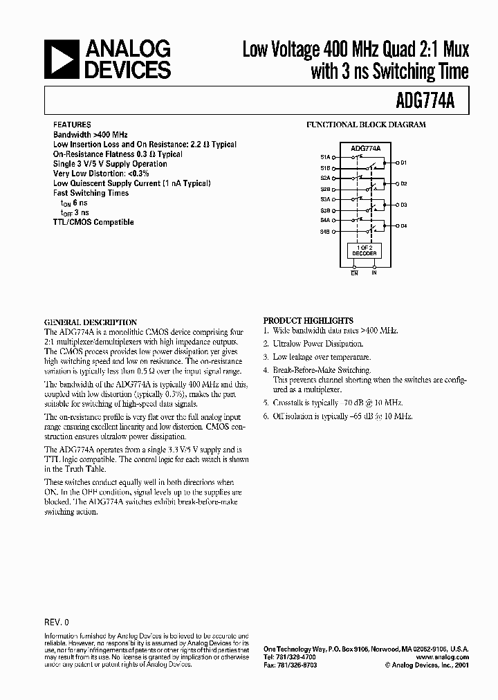 ADG774A_115214.PDF Datasheet Download --- IC-ON-LINE