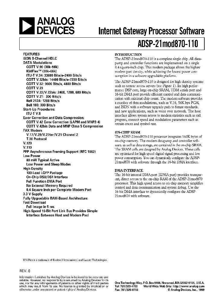 ADSP-21MOD870-100_252926.PDF Datasheet Download --- IC-ON-LINE