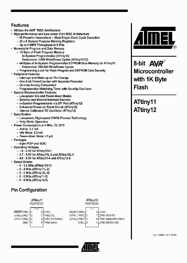 ATTINY11_68993.PDF Datasheet Download --- IC-ON-LINE