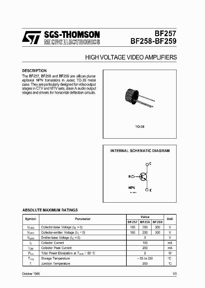 BF258_203684.PDF Datasheet Download --- IC-ON-LINE