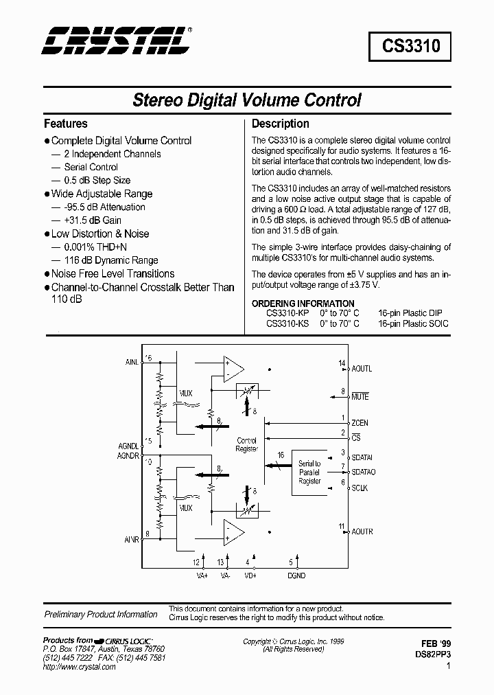 CS3310_179283.PDF Datasheet Download --- IC-ON-LINE