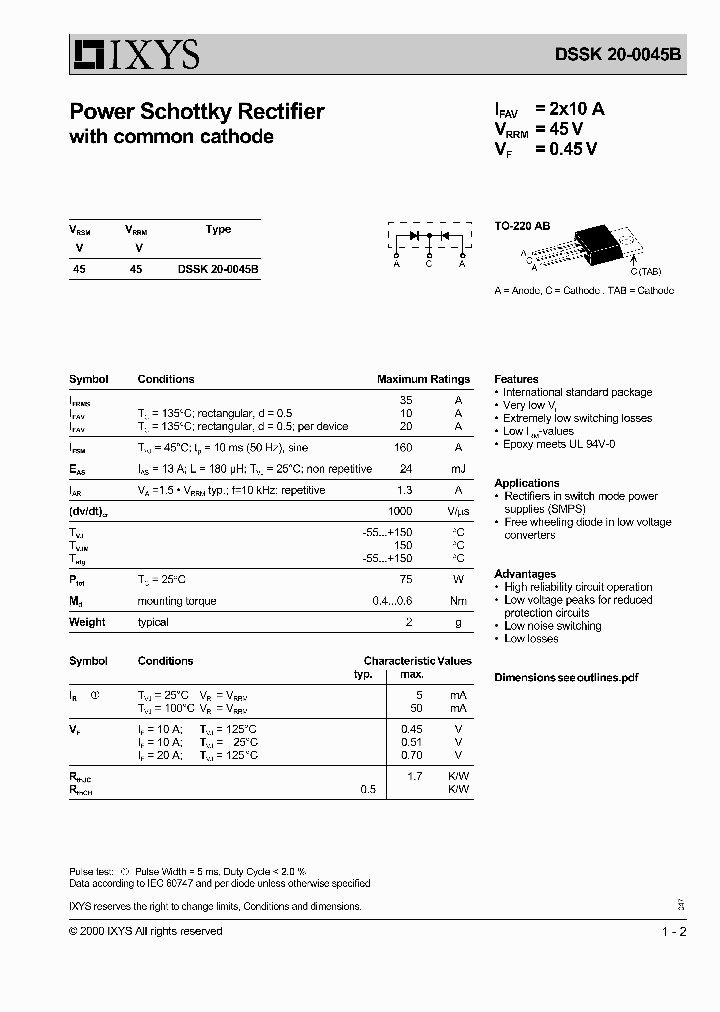 DSSK20-0045B_290503.PDF Datasheet Download --- IC-ON-LINE