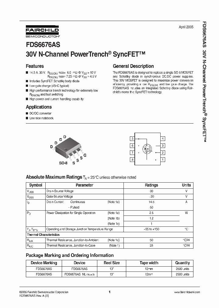 FDS6676AS_258954.PDF Datasheet Download --- IC-ON-LINE