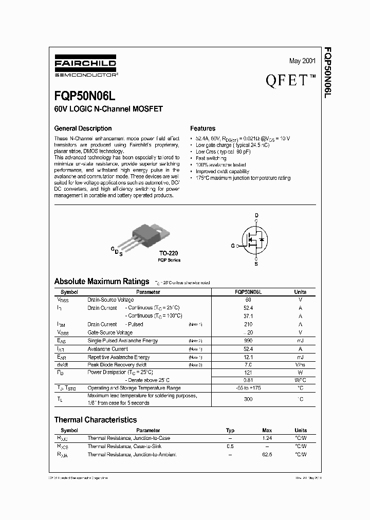 FQP50N06L_296909.PDF Datasheet Download --- IC-ON-LINE